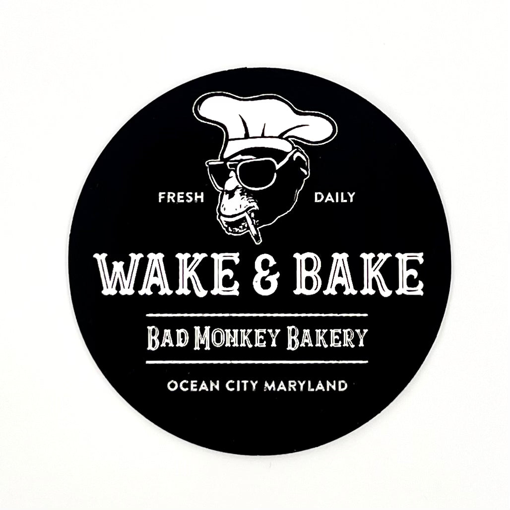Wake & Bake Circle Sticker – Bad Monkey OC