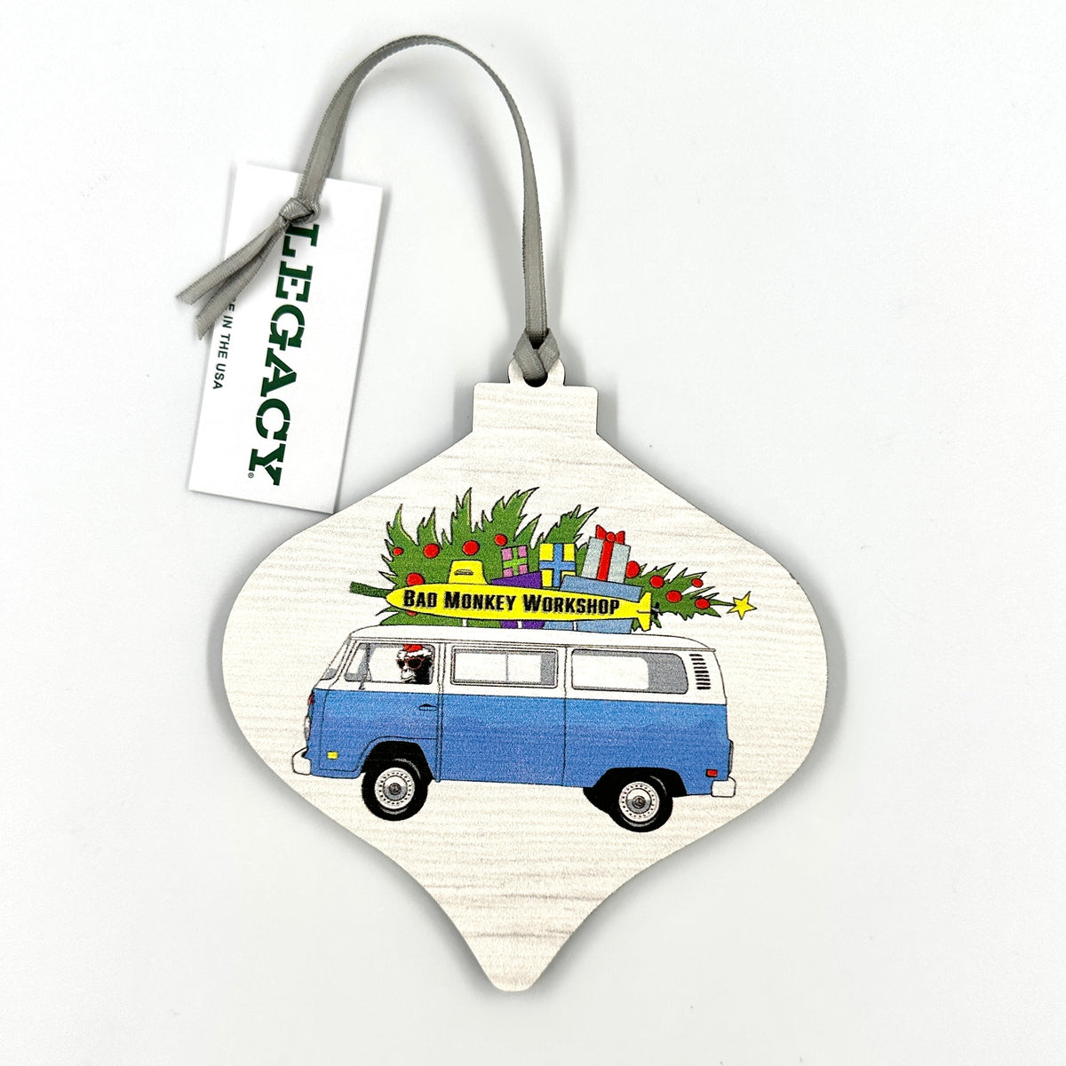 Bad Monkey Christmas Bus Wooden Ornament – Bad Monkey OC